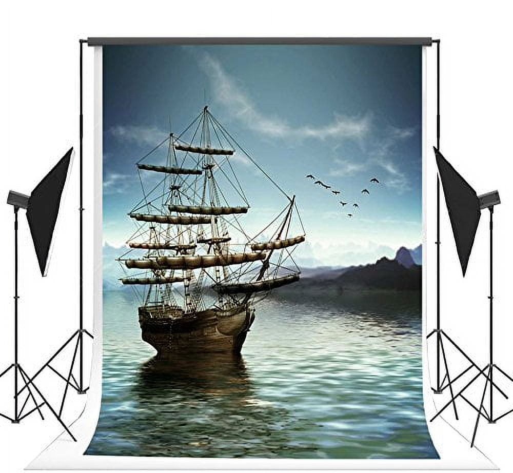 HelloDecor 5x7ft Wooden Sailboat Photography Background Sea Photo ...
