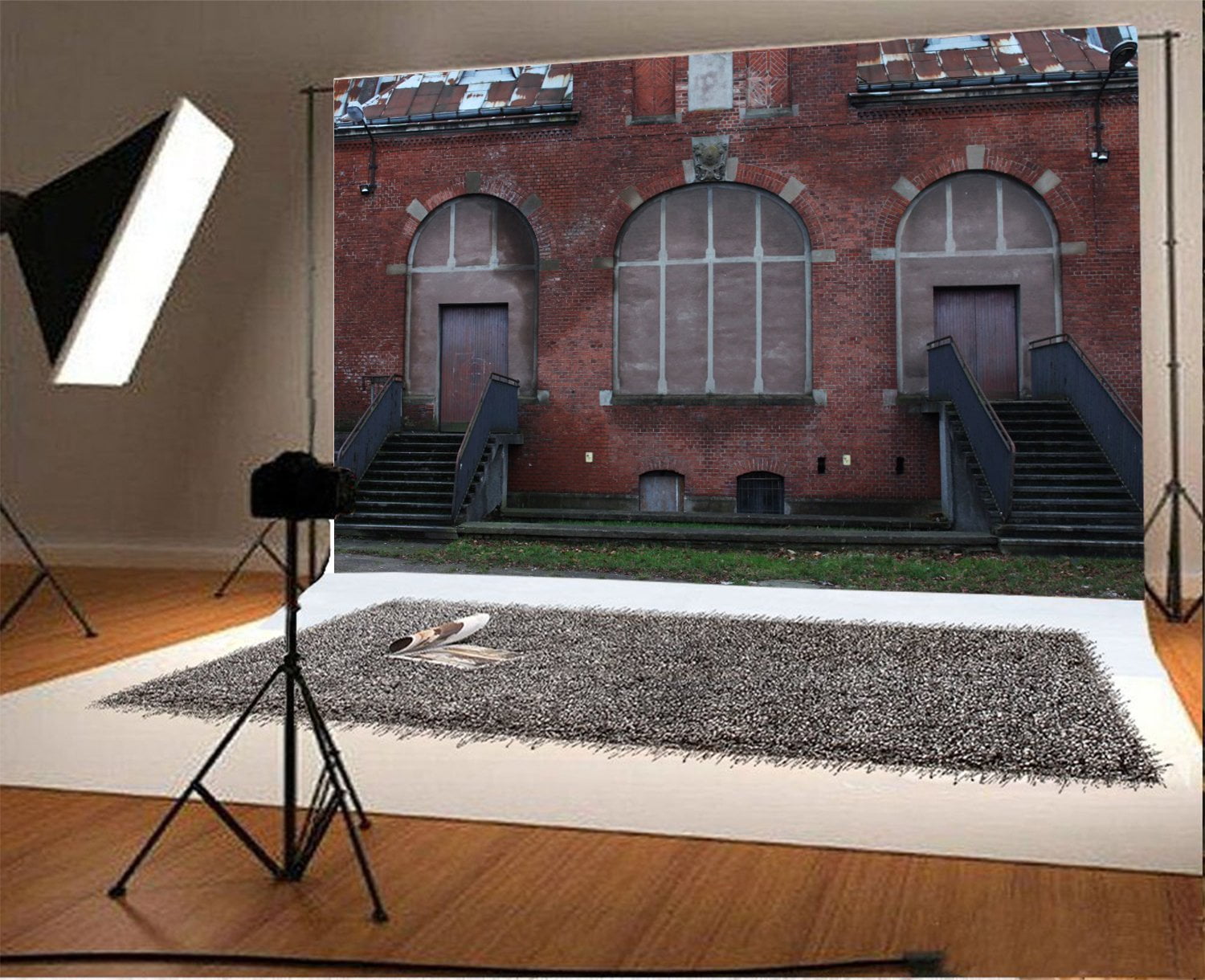 HelloDecor 7x5ft Ancient Old Church Backdrop Arch Window Rustic Red ...