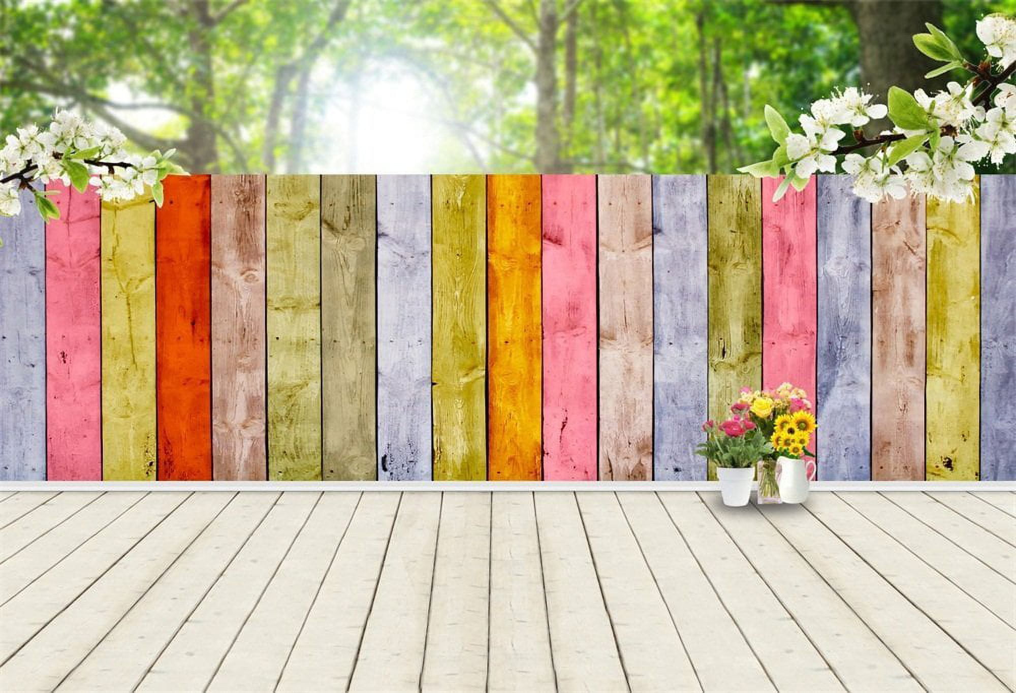 HelloDecor 7x5ft Colorful Wooden Plank Photography Background Artistic ...