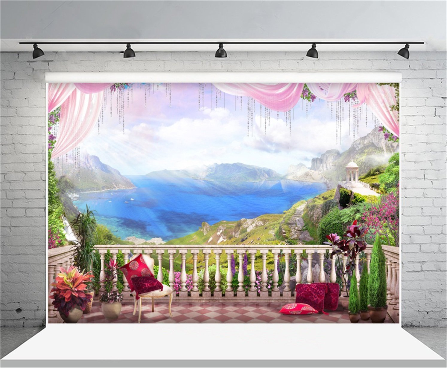 HelloDecor 7x5ft Garden Terrace Backdrop Beautiful Scenery Photography ...