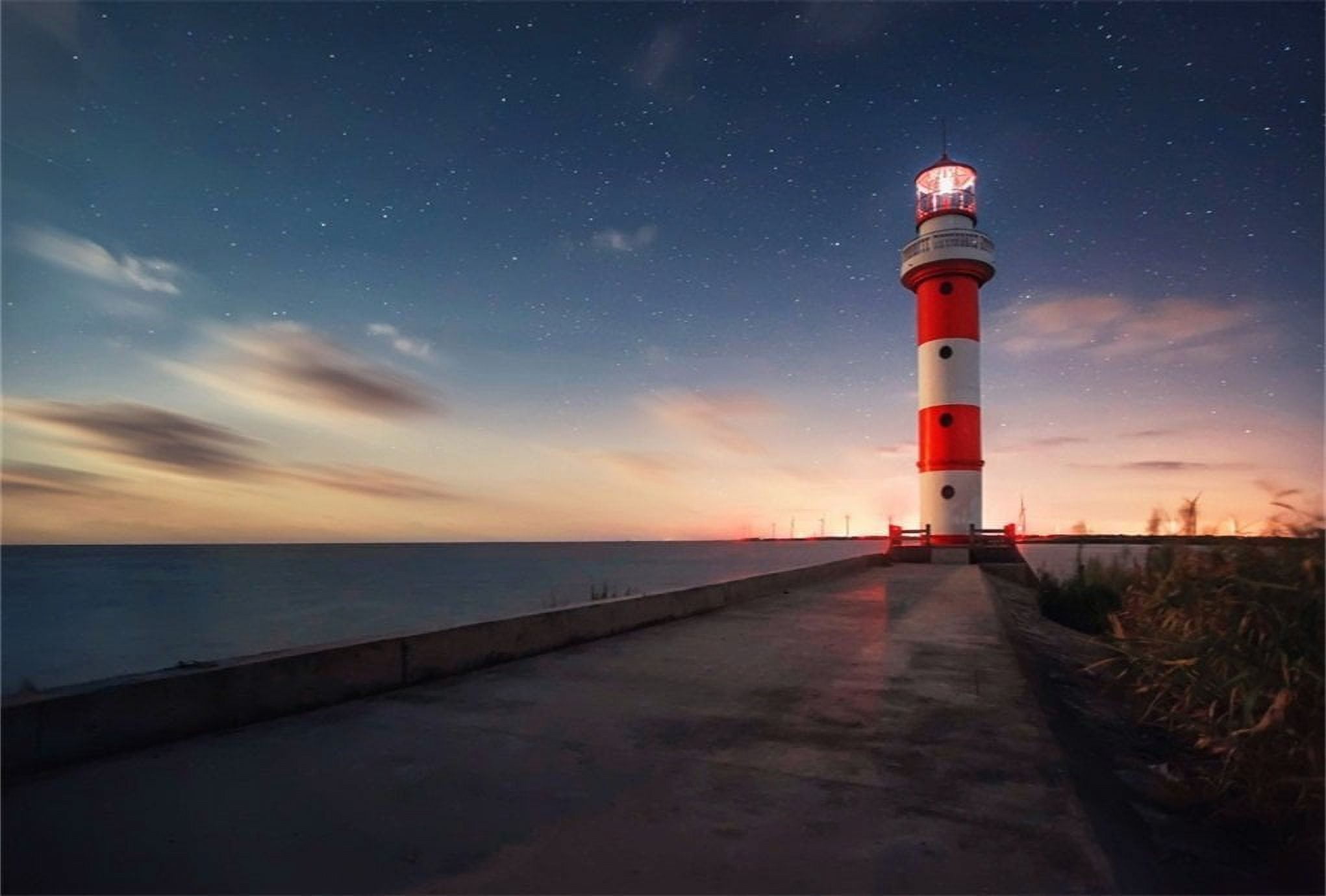 HelloDecor 7x5ft Lighthouse Backdrop For Photography Seaside Pier Blur ...