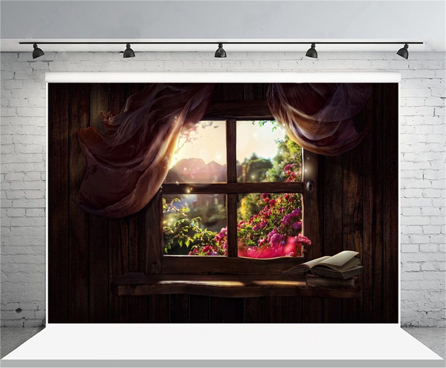 HelloDecor 7x5ft Magic Window Backdrop Fairy Garden Roses Photography ...