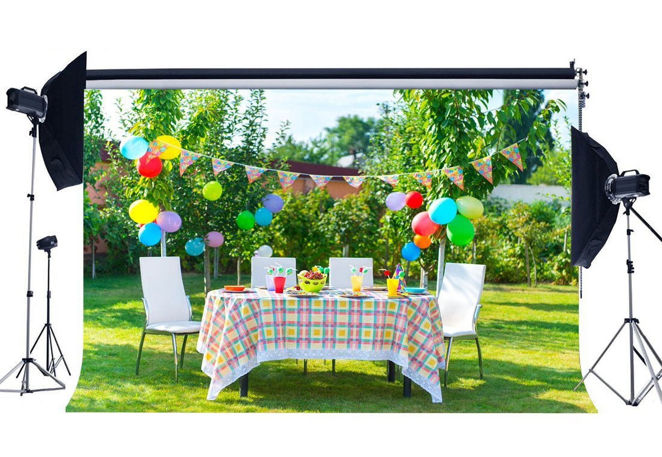 HelloDecor 7x5ft Photography Backdrop Happy Birthday Dinner Tables Flag ...