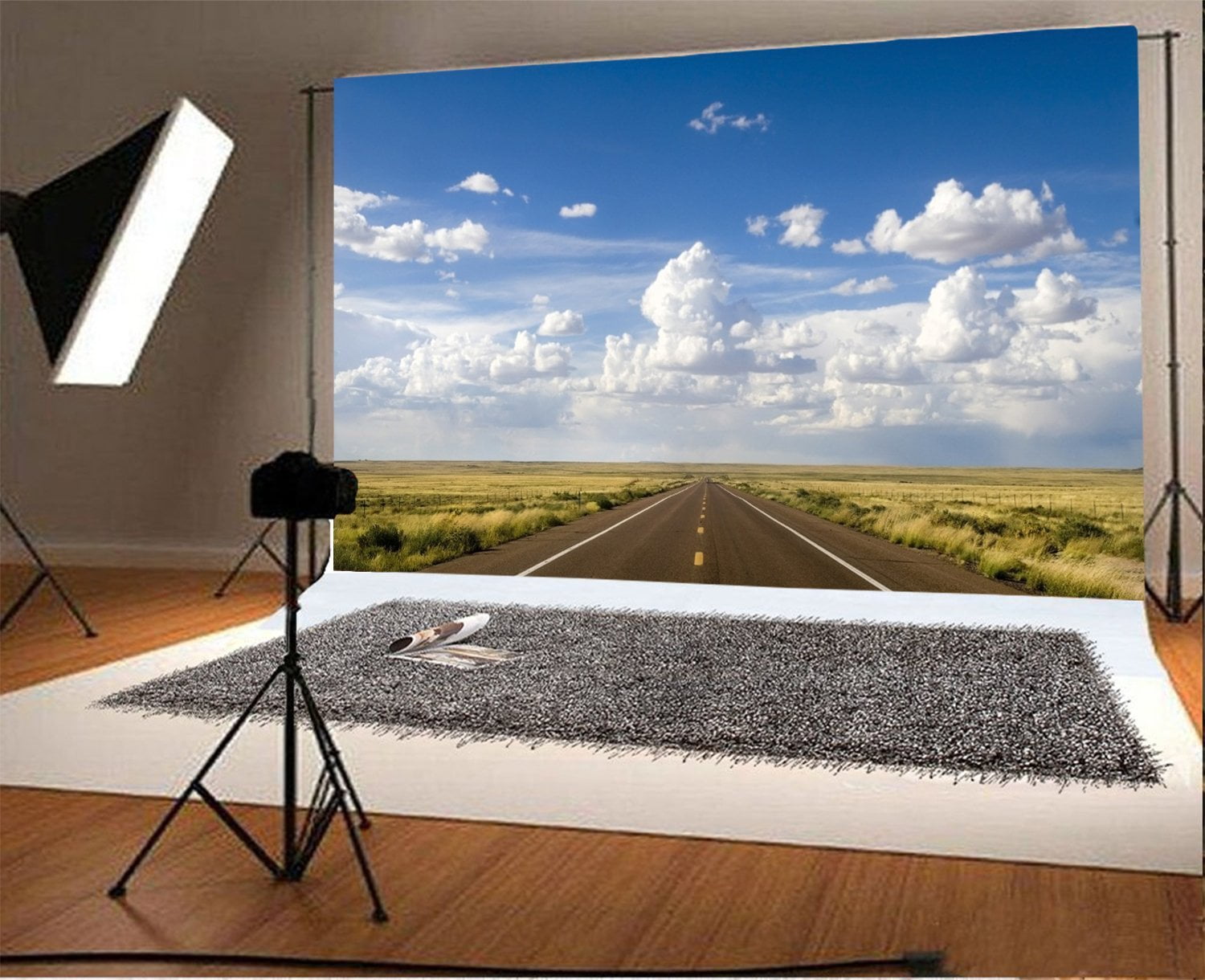 HelloDecor 7x5ft Photography Backdrop Wilderness Road Landscape Highway ...