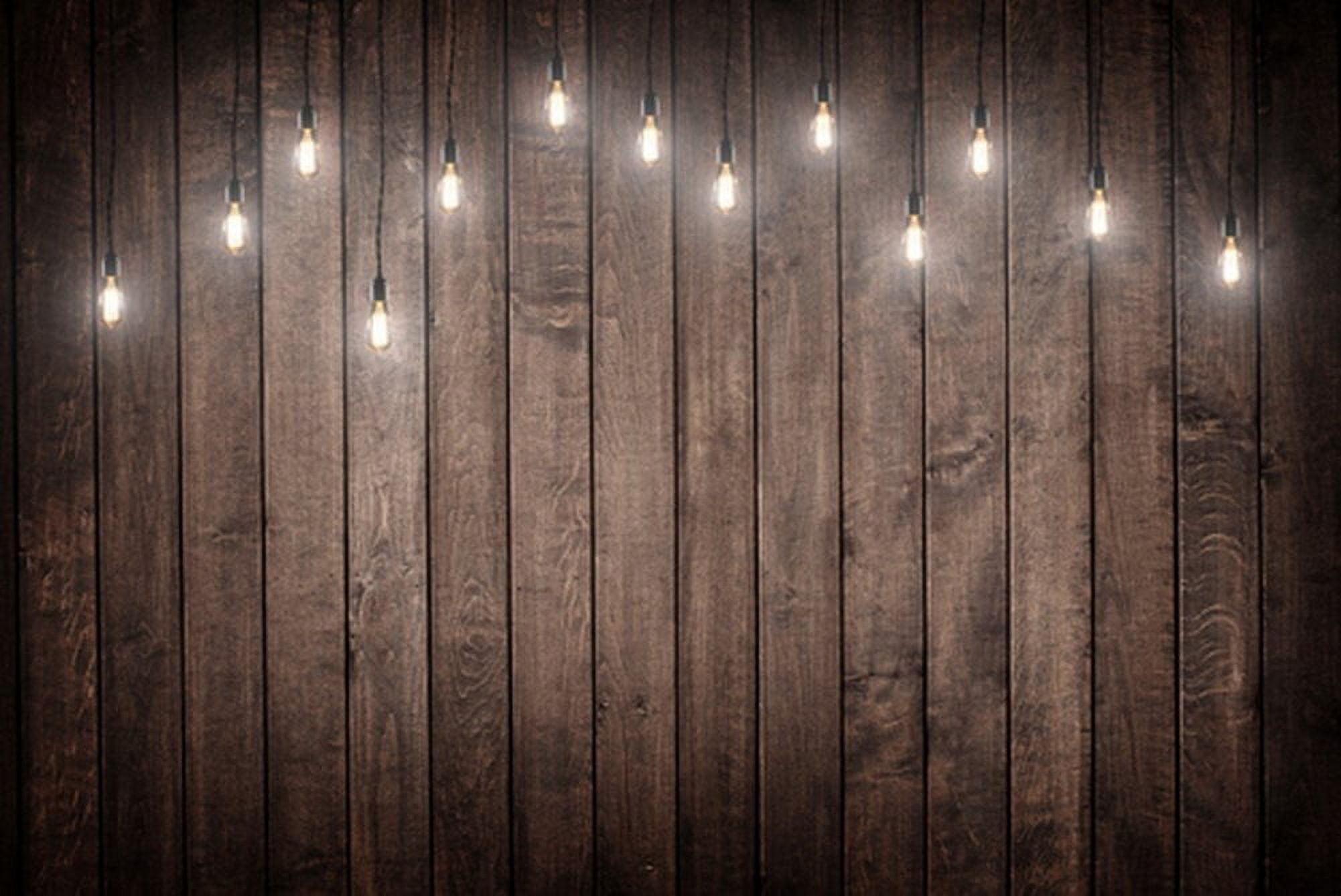 HelloDecor 7x5ft Vintage Dark Brown Wood Planks Retro Bulbs Newborn ...