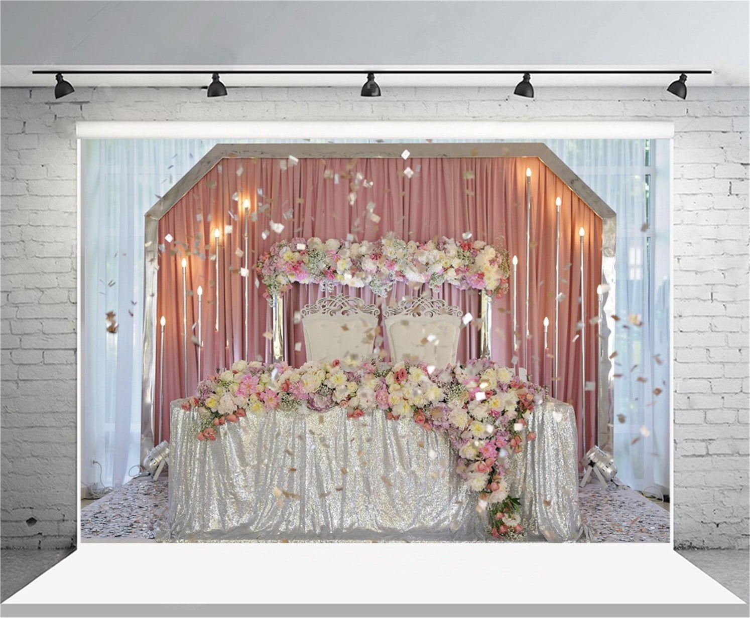 HelloDecor 7x5ft Wedding Ceremony Backdrop Romantic Flowers Table ...