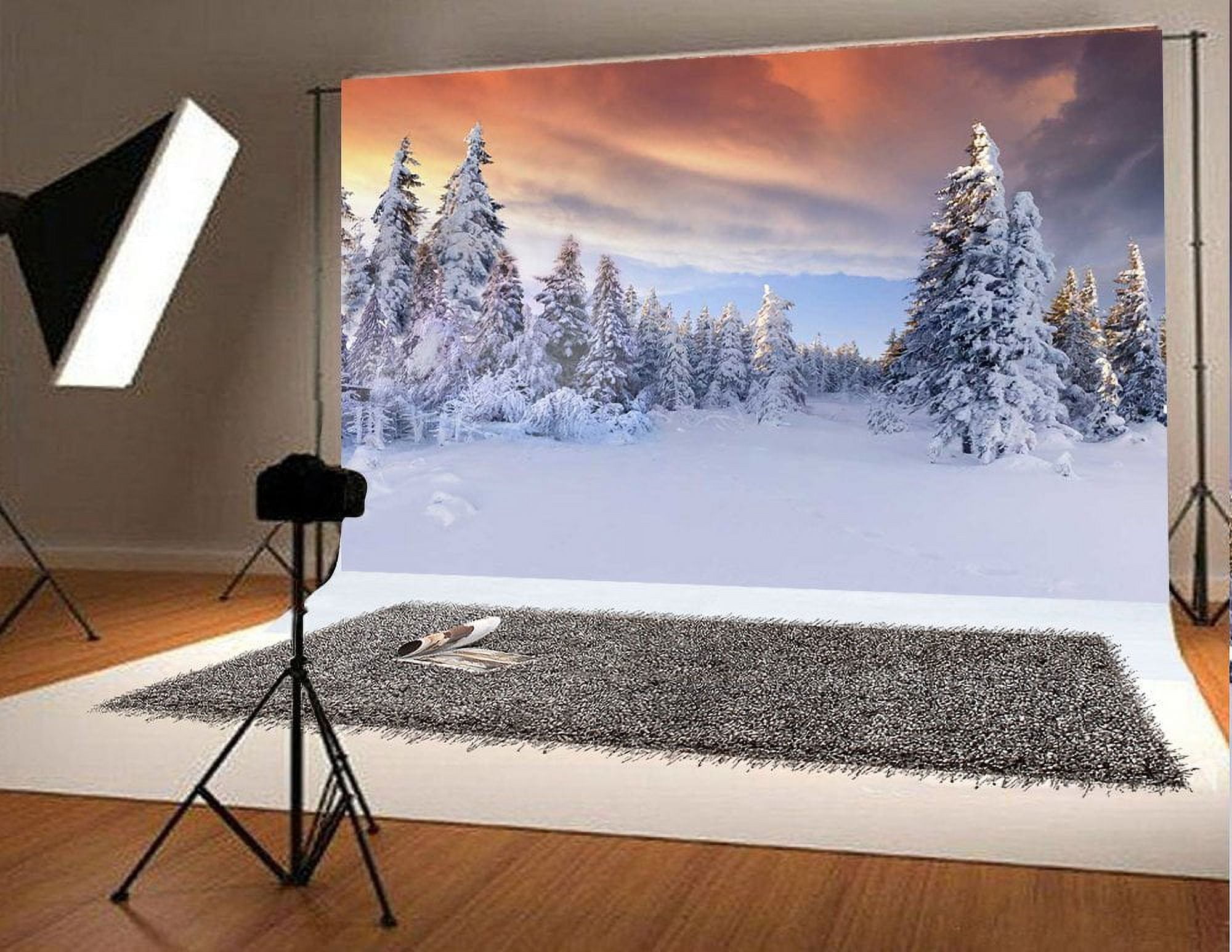HelloDecor 7x5ft Winter Photography Background Christmas Backdrops Snow ...