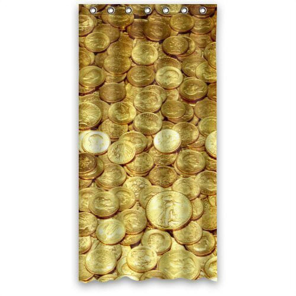HelloDecor All Golden Coins Shower Curtain Polyester Fabric Bathroom ...