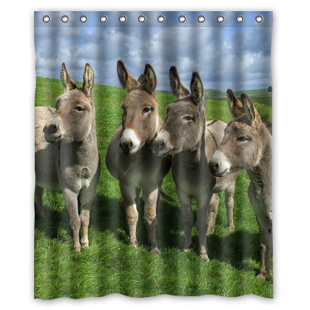 HelloDecor Donkeys Shower Curtain Polyester Fabric Bathroom Decorative ...