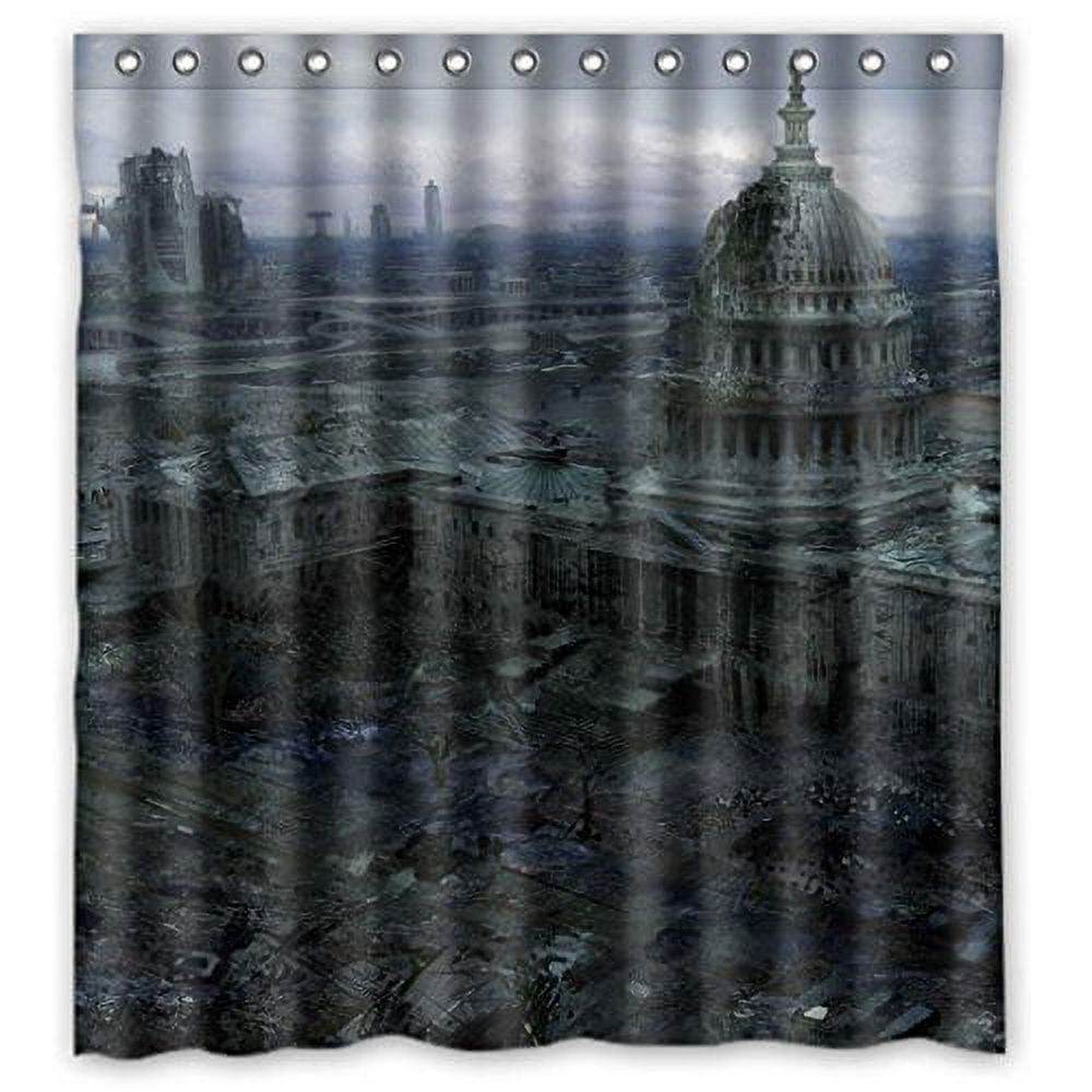 HelloDecor Fallout Wasteland Castle Shower Curtain Polyester Fabric ...
