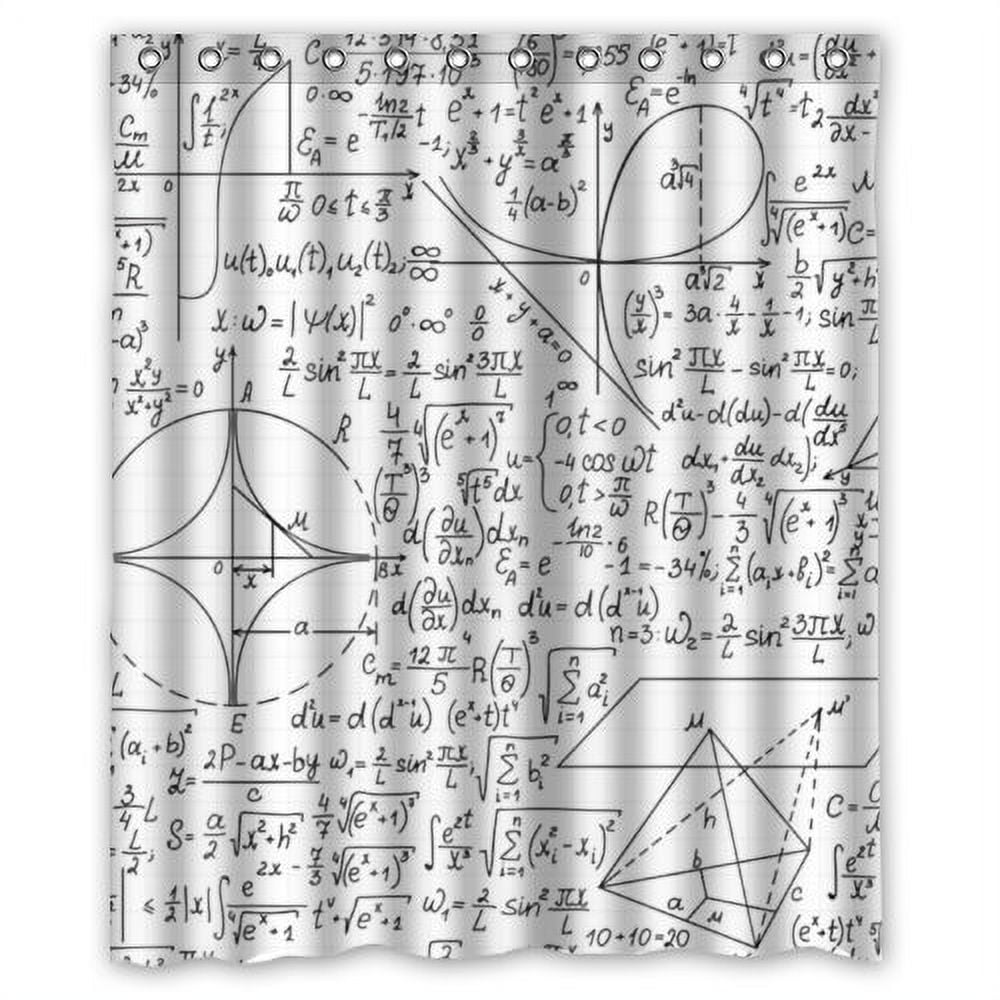 HelloDecor Love Math Mathematical Formula Shower Curtain Polyester ...