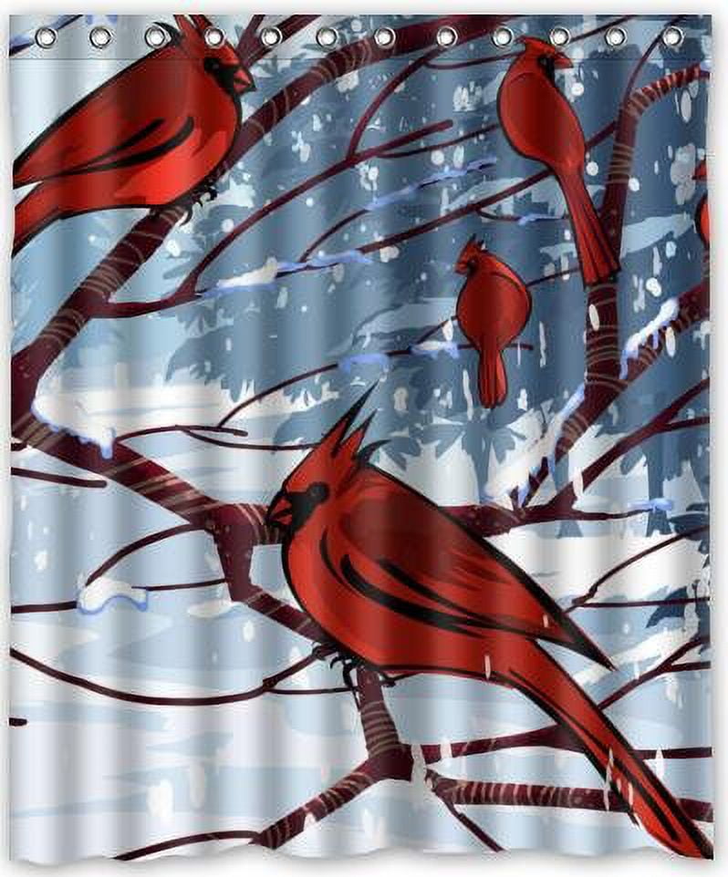 HelloDecor Northern Cardinal Shower Curtain Polyester Fabric Bathroom ...