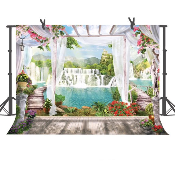 HelloDecor Photo Background 7x5ft Beautiful Scenery Waterfall ...