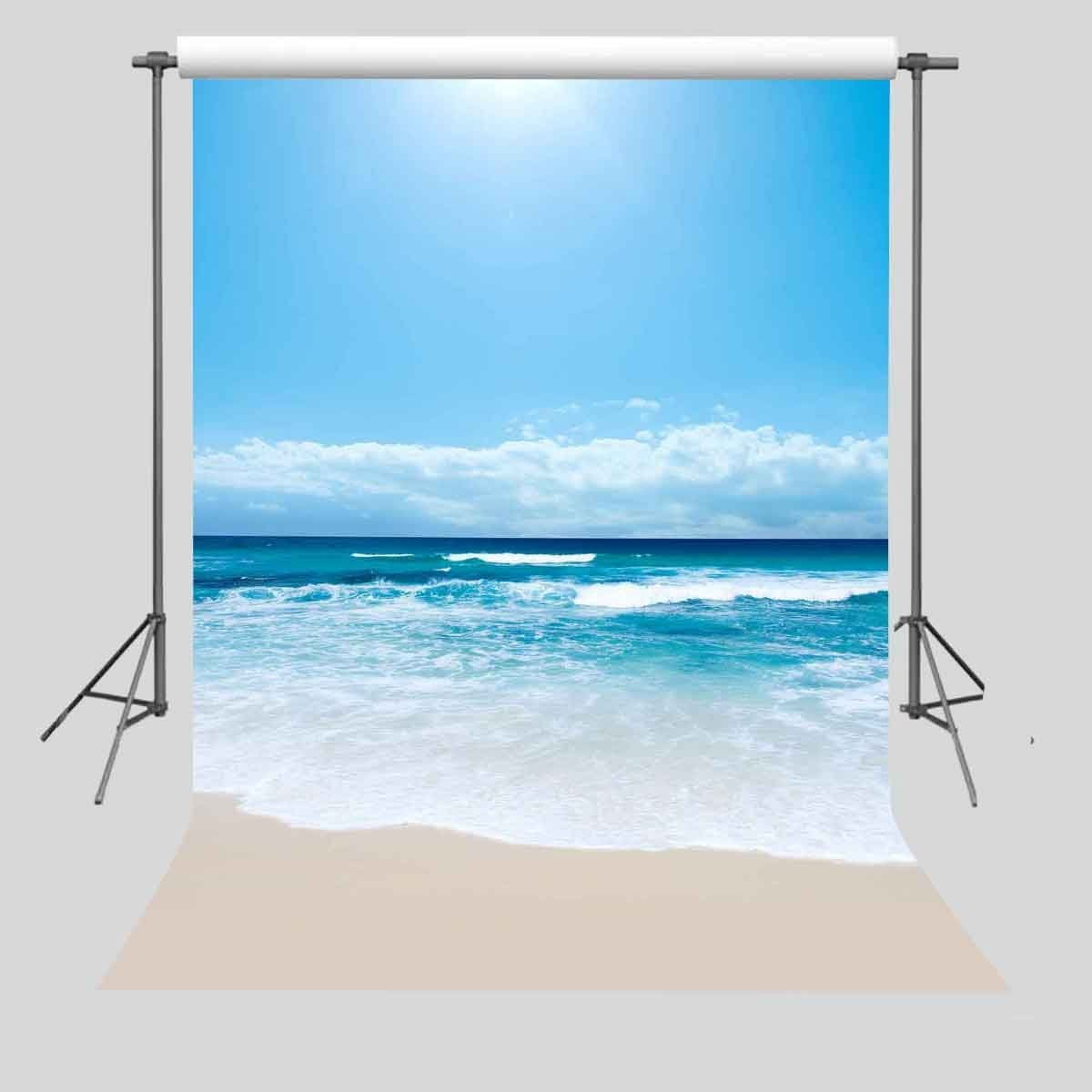 HelloDecor Photography Background 5x7ft Blue Sky and Sea Beach Backdrop ...