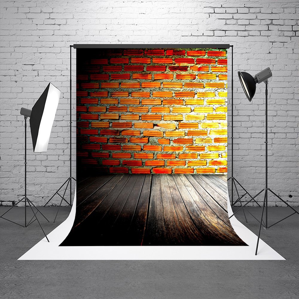 HelloDecor 5X7ft Vintage Brick Backdrops for Photographers Grey Wood ...