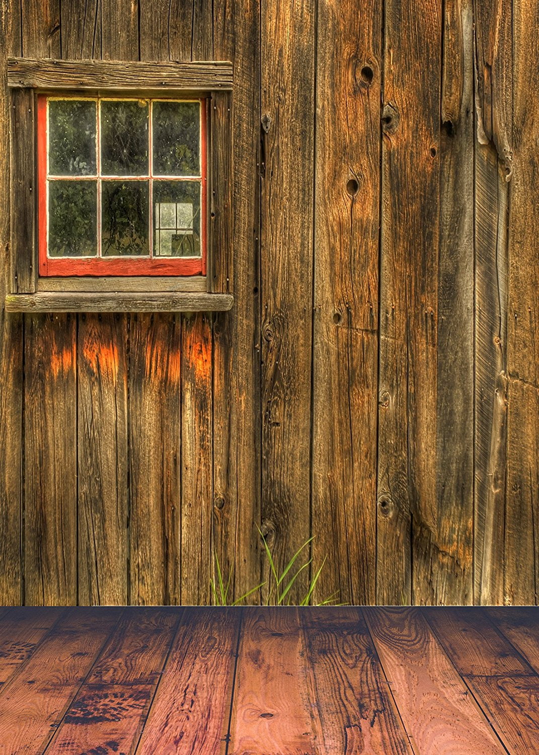 HelloDecor 5x7ft Backdrop Rustic Barn Door Window Wall Background ...