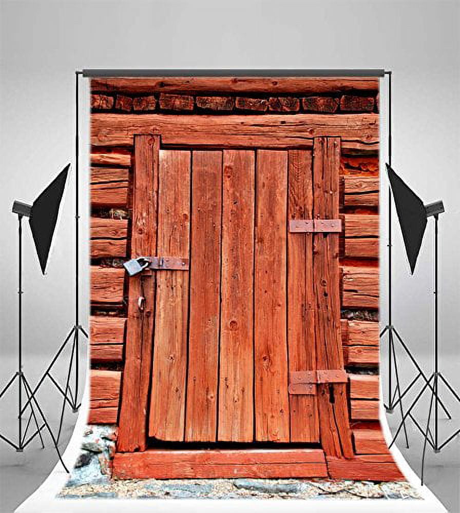 HelloDecor 5x7ft Barn Backdrop Rustic Stripes Wood Door Weathered ...