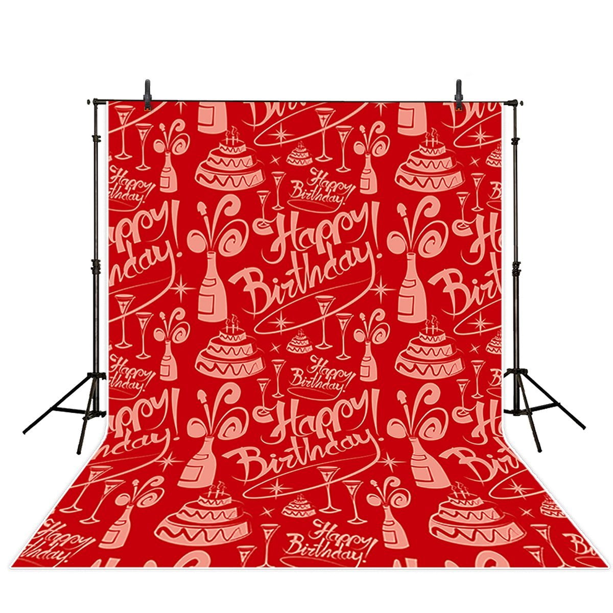 HelloDecor 5x7ft Birthday Celebration Backdrop Red Cartoon Brick Wall ...