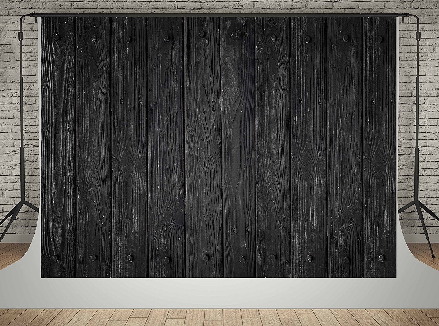 HelloDecor 5x7ft Black Wood Wall Photography Backdrops Vintage Wooden ...