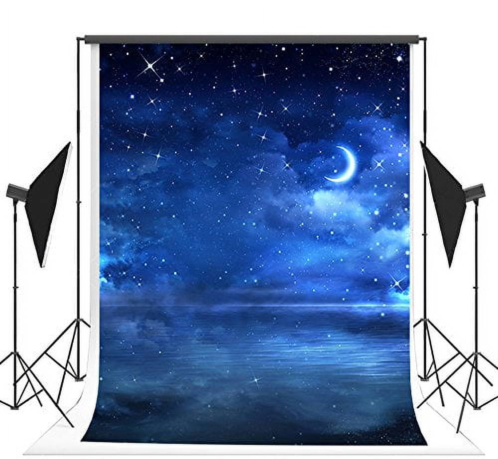 HelloDecor 5x7ft Blue Sky Photography Backdrops Summer Night Star Moon ...
