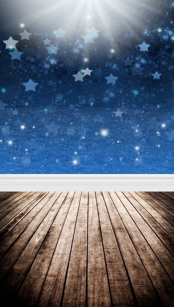 HelloDecor 5x7ft Blue Starlights Stars Wood Floor Newborns Children ...