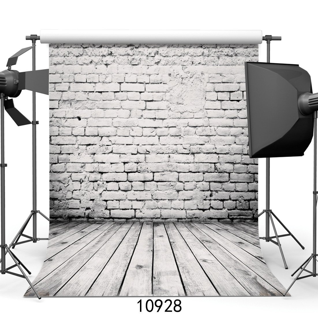 HelloDecor 5x7ft Brick Wall Wooden Floor Photography Backdrop Photo Backdrops Studio Background ...
