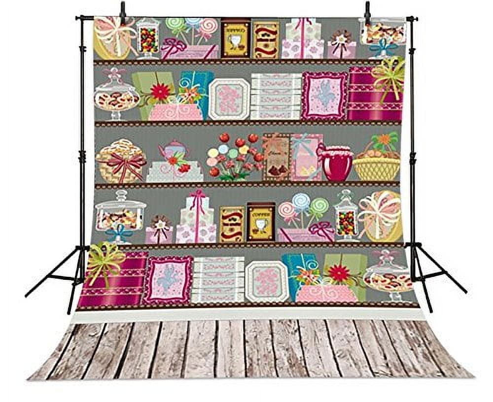 HelloDecor 5x7ft Cartoon Candy buffet Theme bar shop backdrops kids ...