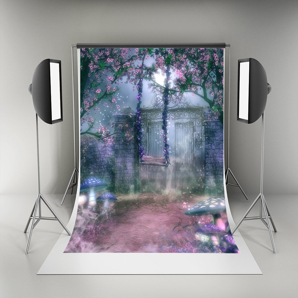 HelloDecor 5x7ft Child Dream Backdrop Brick Building Mushroom Pink ...