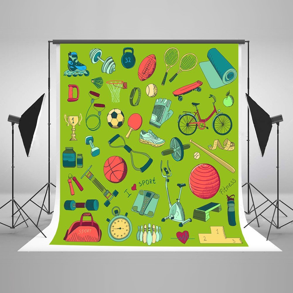 HelloDecor 5x7ft Children Photography Background Cartoon Style Green ...