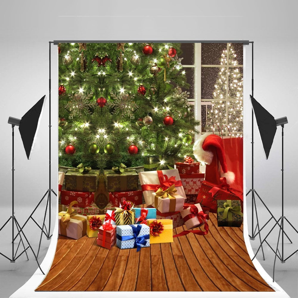 HelloDecor 5x7ft Christmas Backdrops Wood Floor Backgrounds for ...