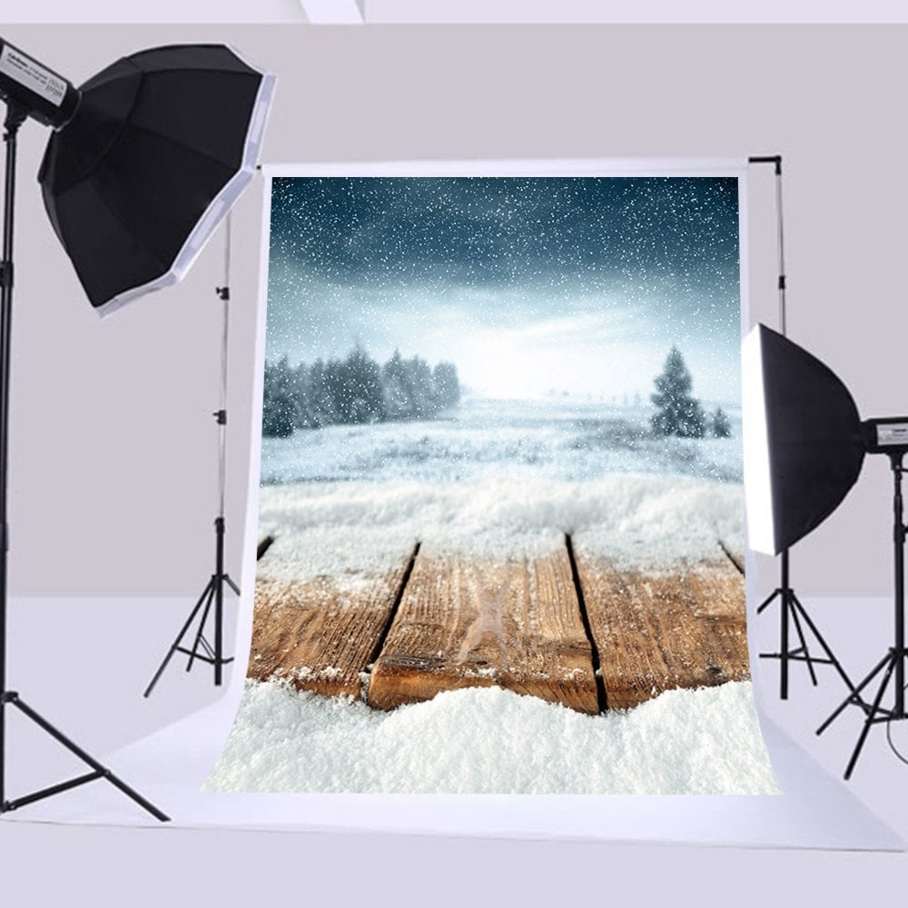 HelloDecor 5x7ft Christmas backdrops Retro board snow christmas ...
