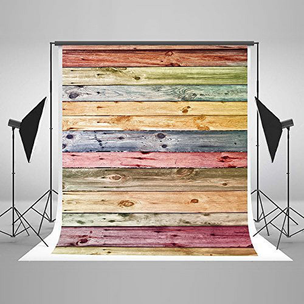 HelloDecor Polyester Fabric 5x7ft Colour Wooden Wall Photography ...