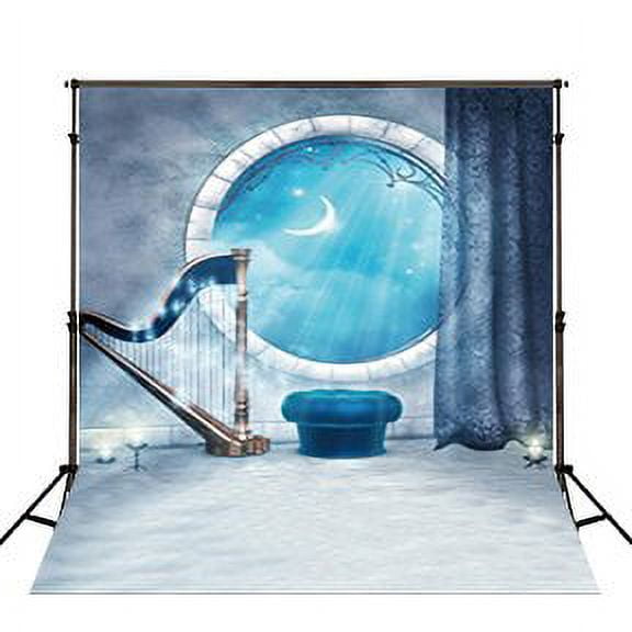 HelloDecor 5x7ft Dim Moonlight Photography Backdrops Dark Blue Curtains ...