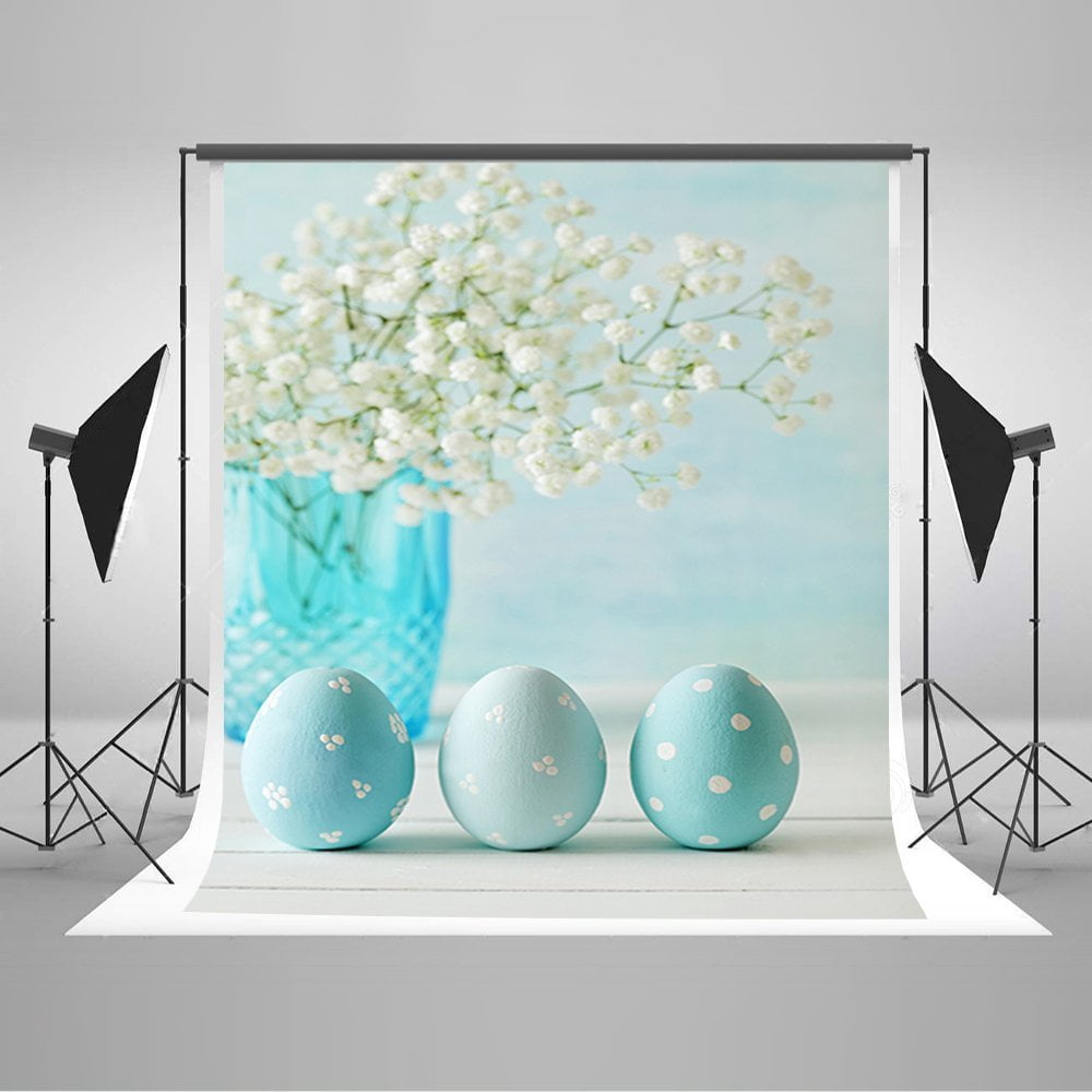 HelloDecor 5x7ft Easter Photography Backdrops Blue Easter Egg Photo ...