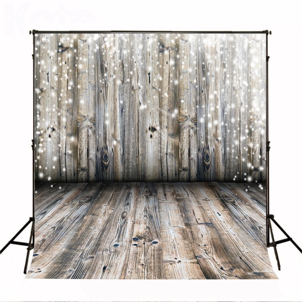 HelloDecor 5x7ft Glitter Wood Backdrops for Photography Rustic Wooden ...