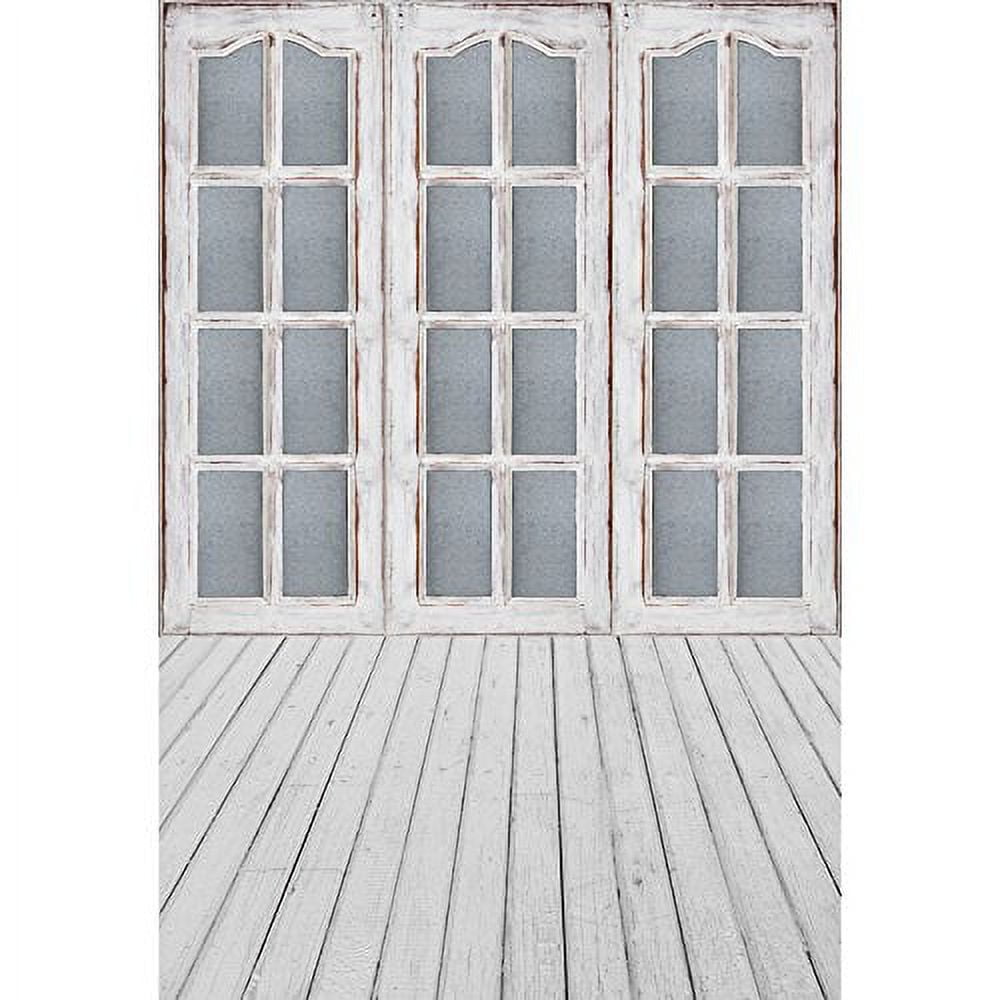 HelloDecor 5x7ft Gray Sliding Door Window Wood Floor Photography Studio ...