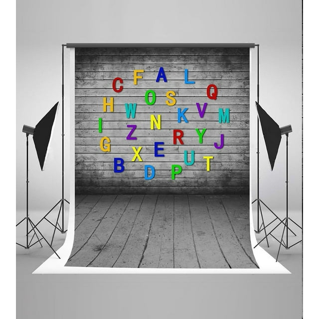 HelloDecor 5x7ft Grey Wood Wall and Floor Photography Background A-Z ...