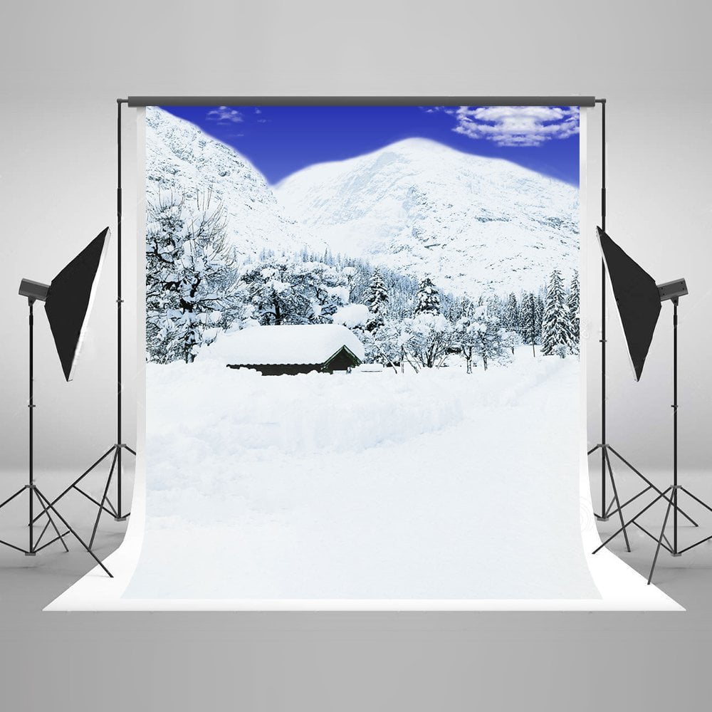 HelloDecor 5x7ft Ice World Photography Backdrops White Snow Shoot Background Mountain and Pine ...