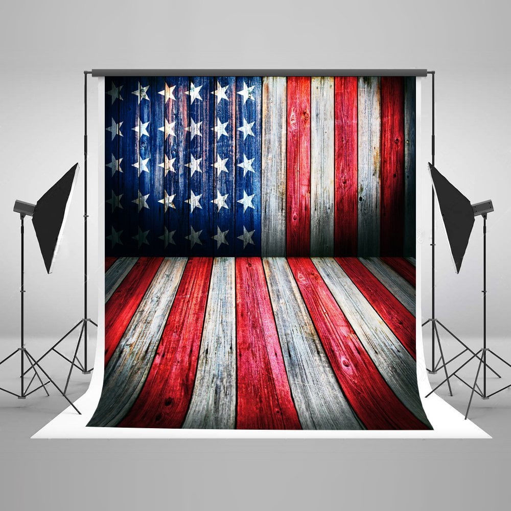 HelloDecor 5x7ft Independence Day Children Party Backdrop Star Wood ...