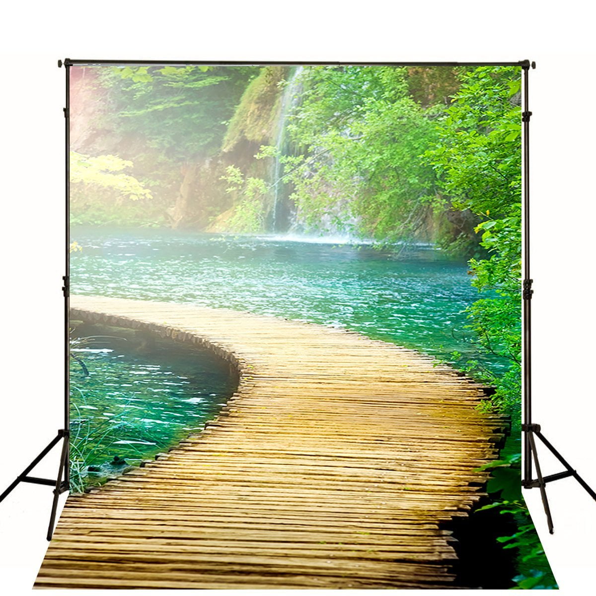 HelloDecor 5x7ft Landscape Wooden Bridge Photography Backdrop ...
