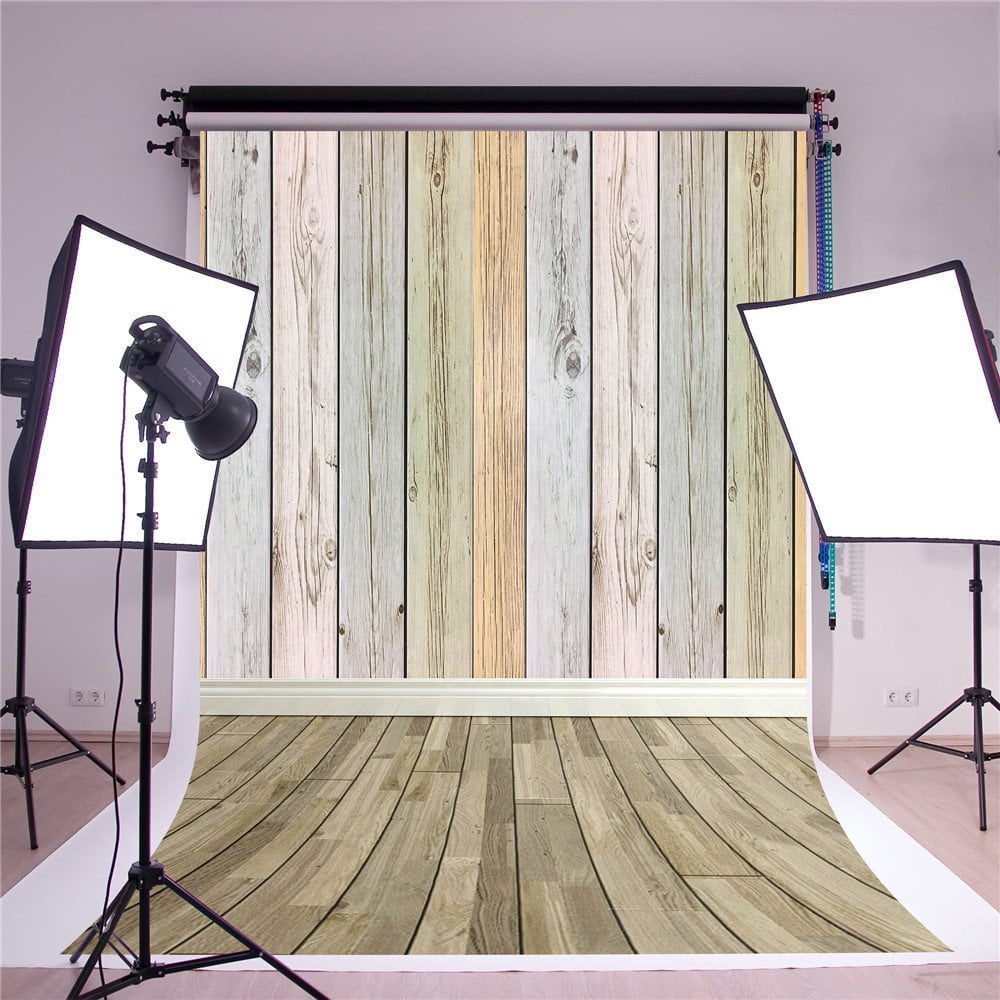 HelloDecor 5x7ft Light Gray Wood Wall Photography Backdrops Wooden ...