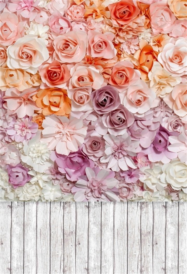 HelloDecor 5x7ft Paper Flowers Backdrop Party Decoration Photography ...