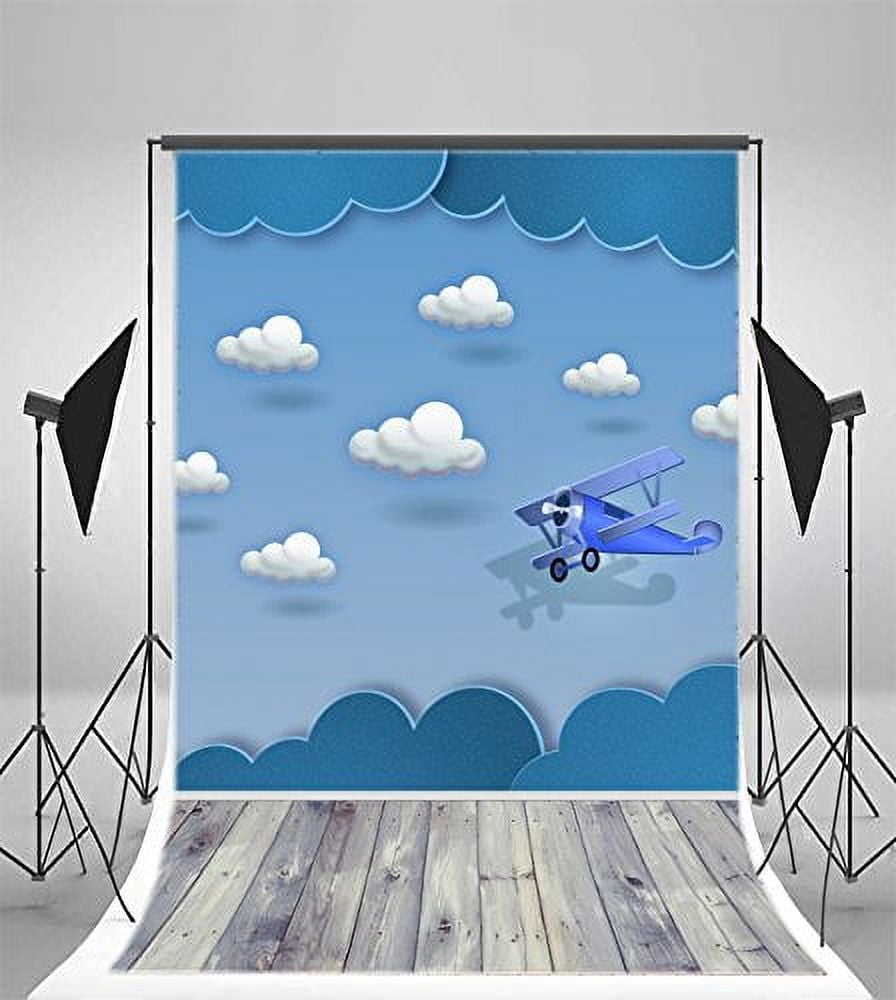 HelloDecor 5x7ft Photography Backdrop Cartoon Abstract Airplane White ...