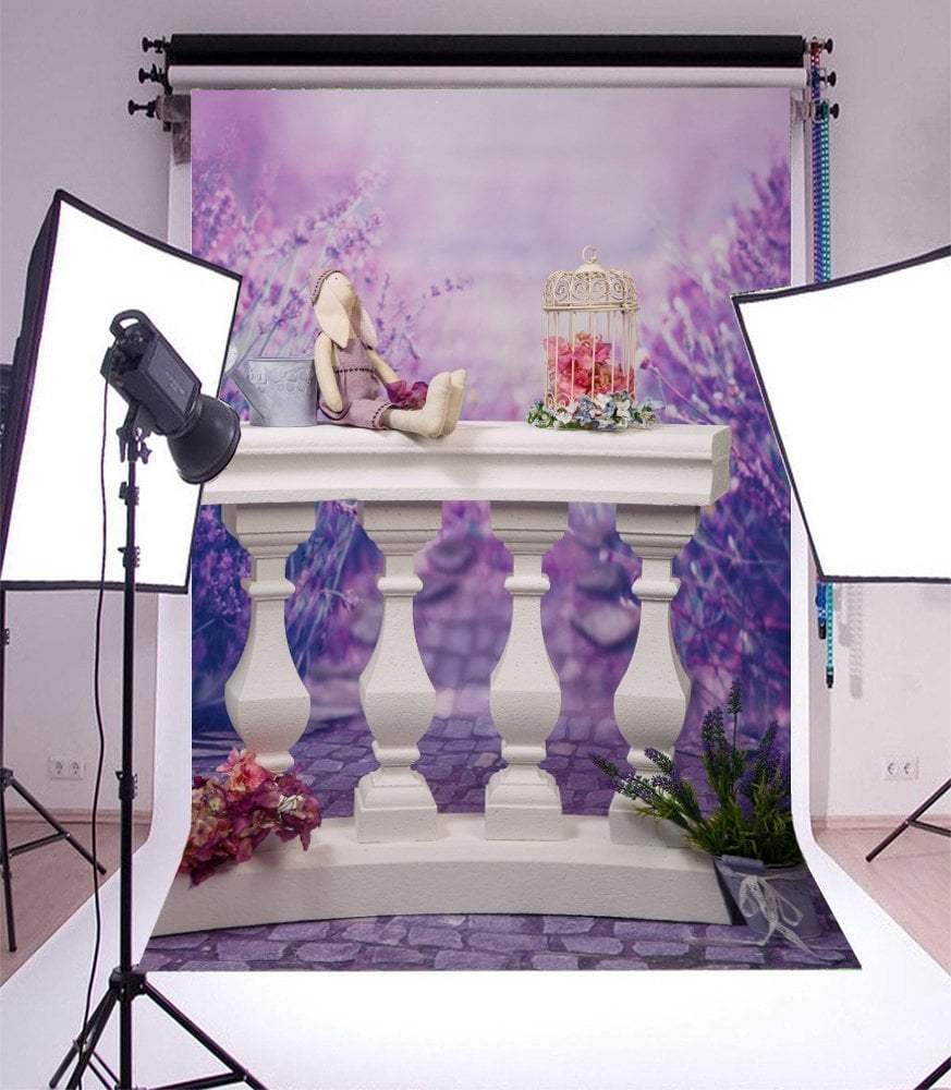 HelloDecor 5x7ft Photography Backdrop Cartoon Fairytale Purple Flowers ...