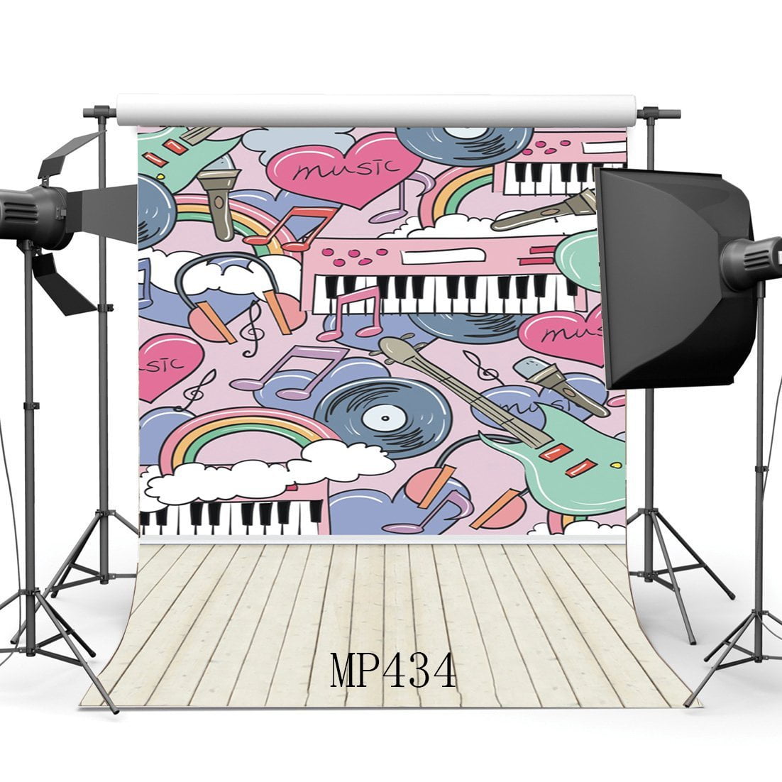 HelloDecor 5x7ft Photography Backdrop Cartoon Music Weathered Vintage ...