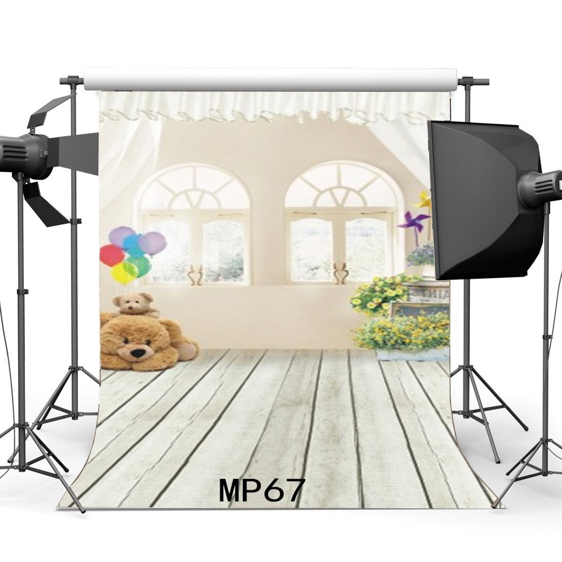 HelloDecor 5x7ft Photography Backdrop Children Birthday Balloons Bear ...