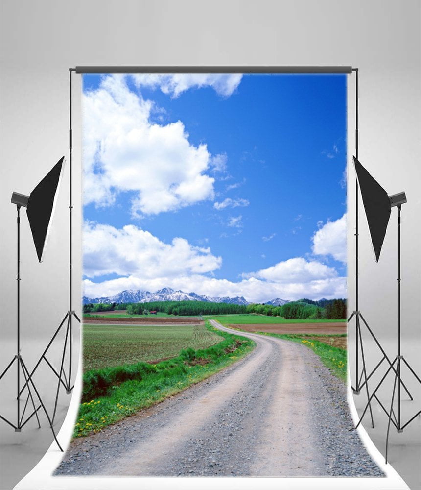 HelloDecor 5x7ft Photography Backdrop Field Lane Green Trees Grains ...
