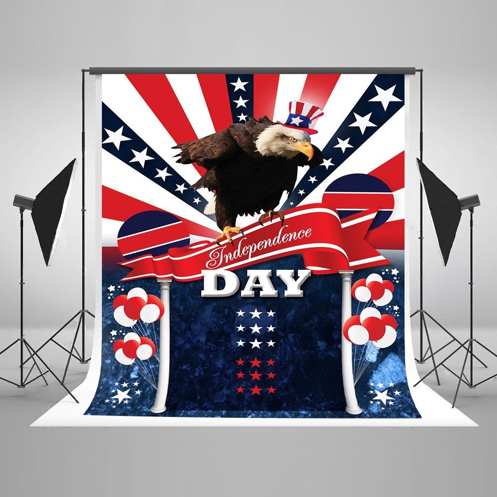 HelloDecor 5x7ft Photography Backdrop Independence Day American Flag ...