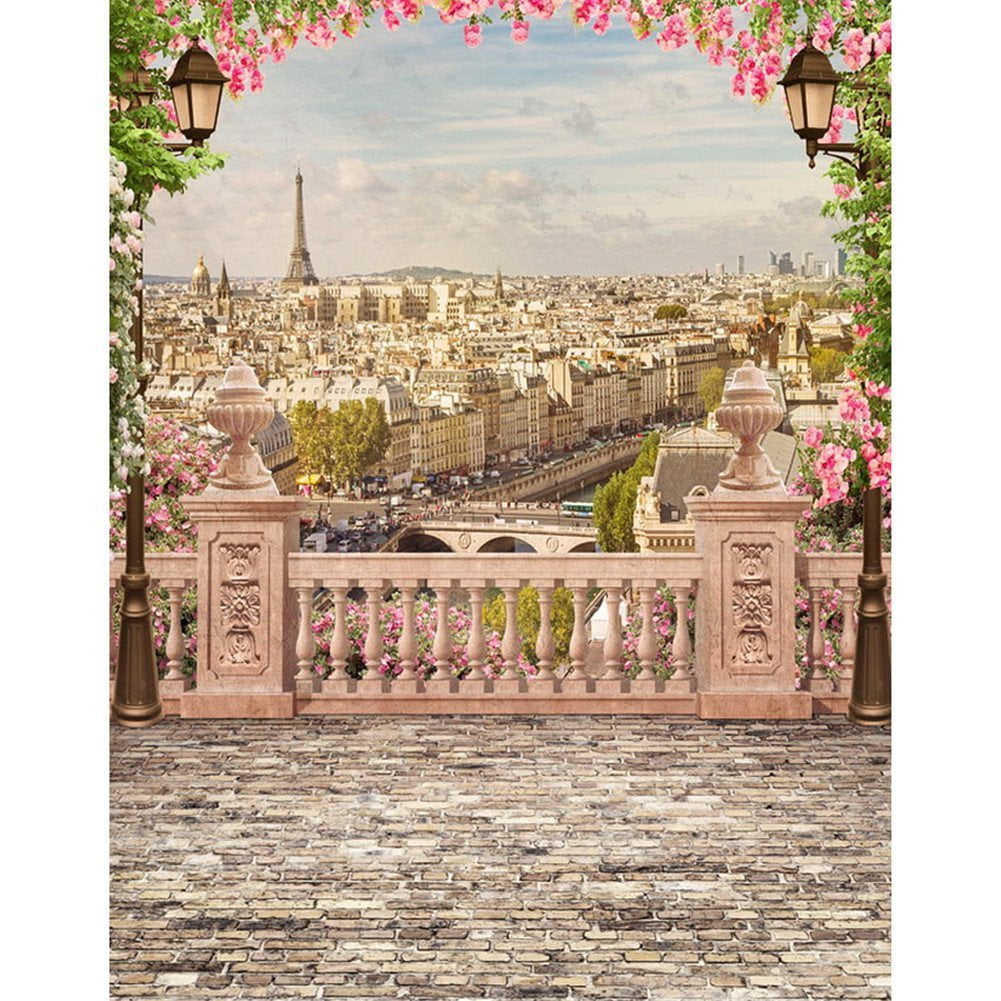 HelloDecor 5x7ft Photography Backdrop Pairs Outdoor Scenic Eiffel Tower ...
