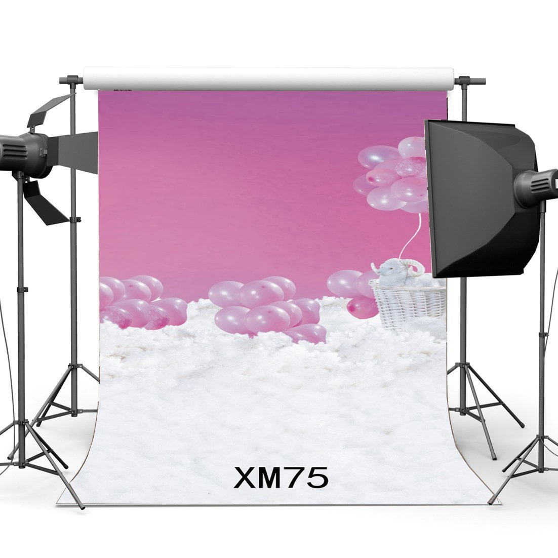 HelloDecor 5x7ft Photography Backdrop Pink Balloons Solid Pink Wall ...